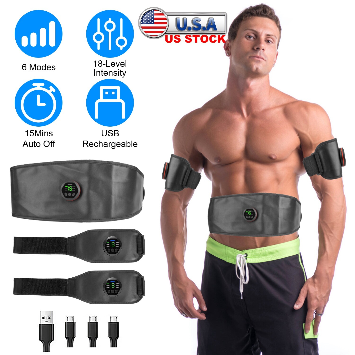 Muscle Stimulator Belt Abdominal Toning Belt for Training Fitness ...