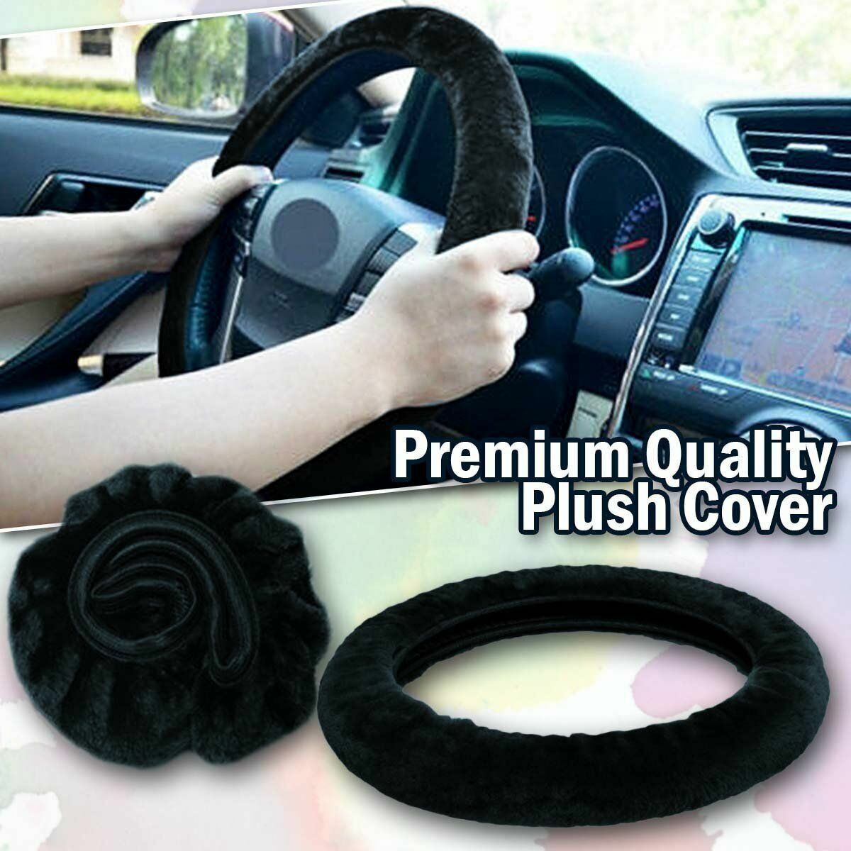 Zone Tech Sheepskin Plush Comfortable Soft Stretch On Steering Wheel ...