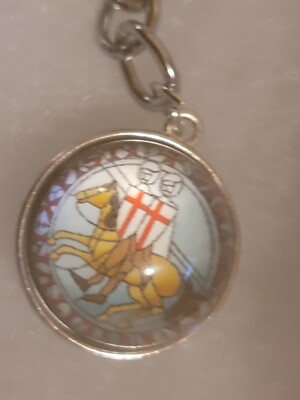 Knights Templar Classic 2 on horse Light Blue Circle Globe Pendant Key ...