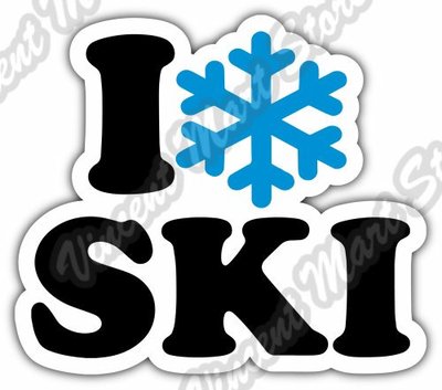 I Love Ski Giant Slalom Skiing Speed Winter Car Bumper Vinyl Sticker ...