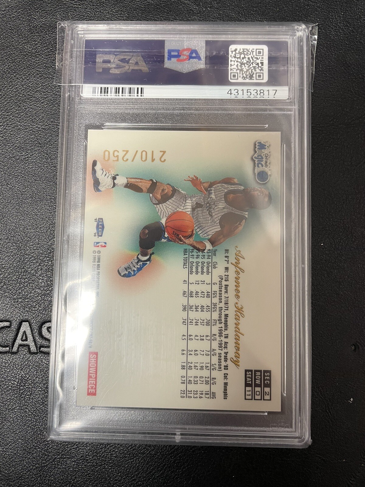 1997 Flair Showcase Row 0 #11 Anfernee Hardaway /250 PSA 10 Penny Rare ...