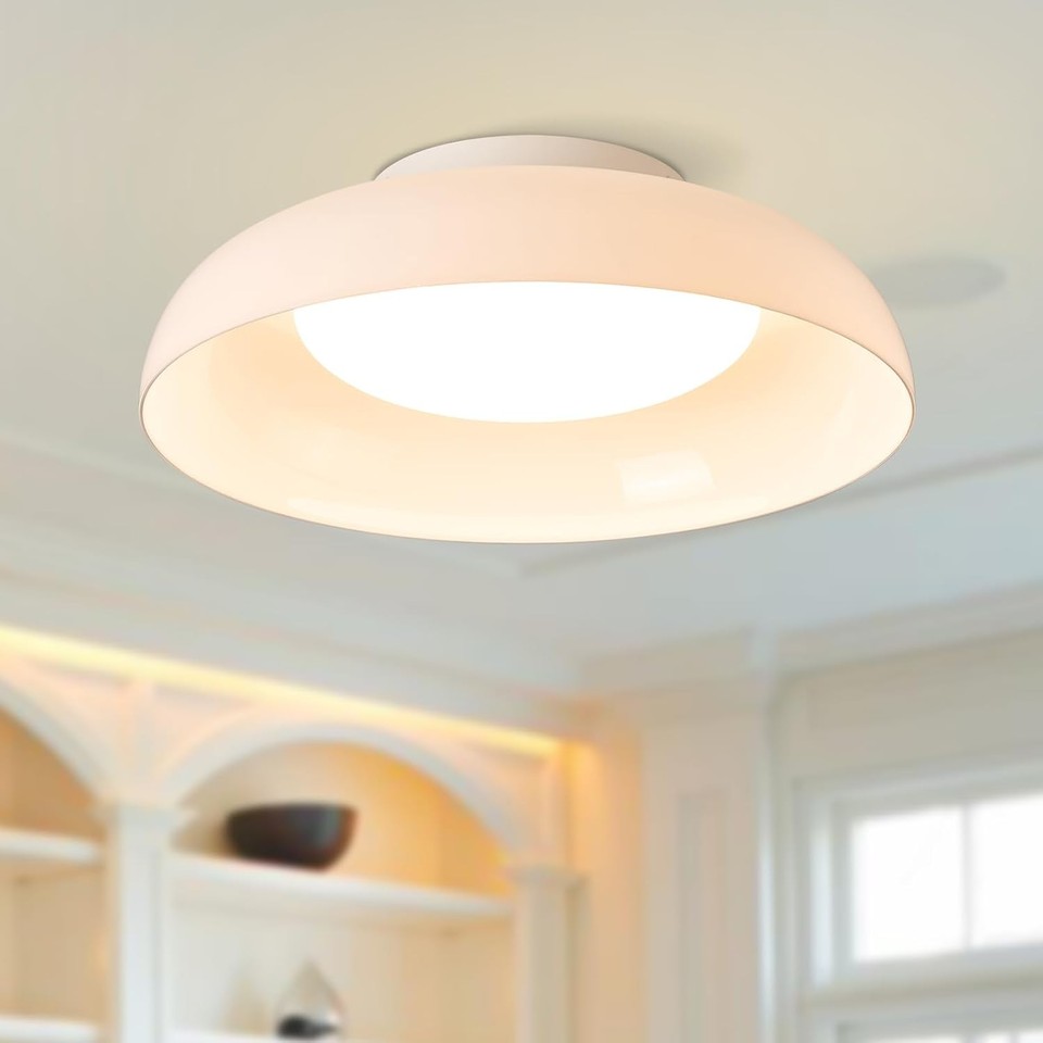 TeHenoo 16" LED Flush Mount Ceiling Light Milk White Glass Shade | eBay