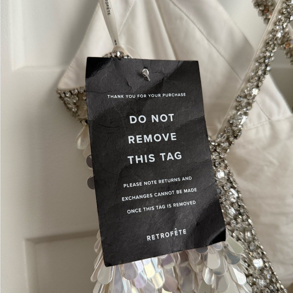 Retrofete Ivanna Sequin Feather Crystal Embellished Mini Dress NEW with ...