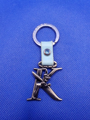 Disney Tinkerbell Teal Key Chain Pewter Initial Letter K Blue Band Gem ...