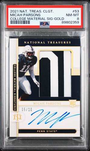 2021 PANINI NATIONAL TREASURES COLLEGE SIGNATURE GOLD MICAH PARSONS RC ...
