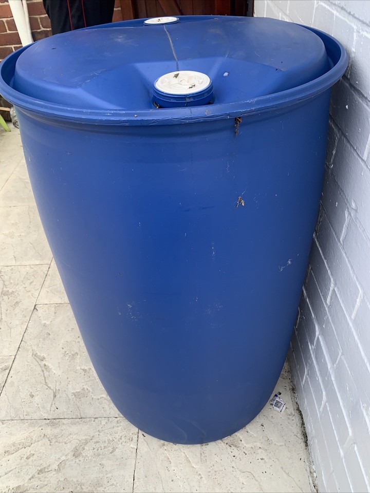 205L 45 Gallon Empty Plastic Blue Drum Barrel/Water Butt Vgc | eBay UK