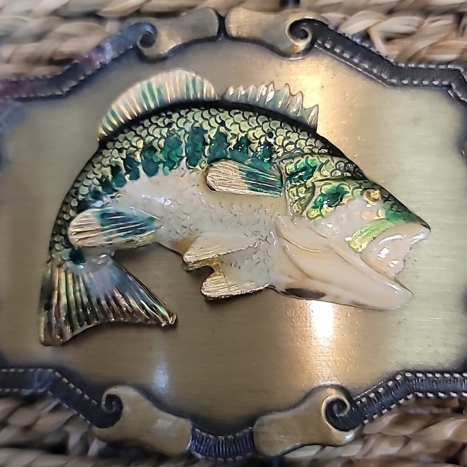 VTG Raintree Large Mouth Bass Jumping Belt Buckle 1977 Fishing ...