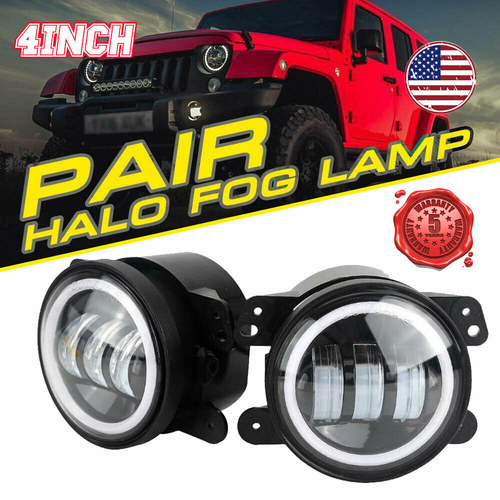 4'' inch LED Halo Fog Light Super Bright Bulb Fit Jeep Grand Cherokee ...