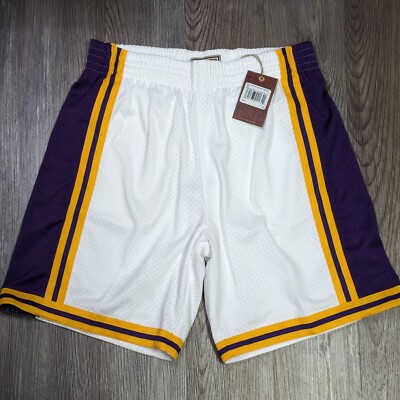 LA Lakers 1984 Mitchell & Ness Reload White Swingman Shorts Men's XL ...