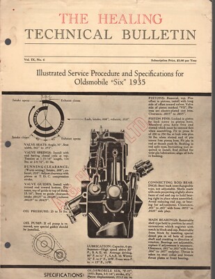 Oldsmobile "Six" 1935 Healing Technical Bulletin - see our description ...