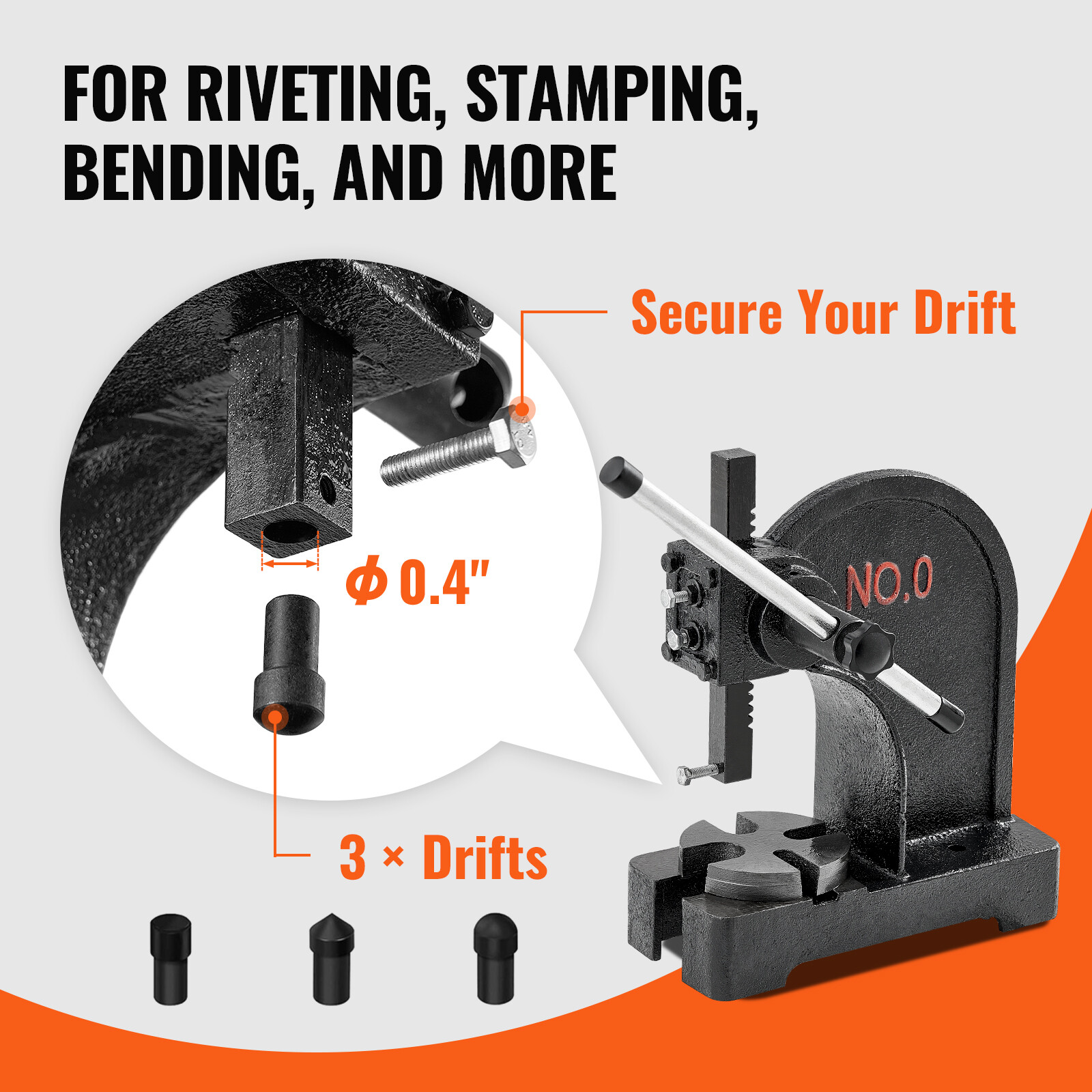 VEVOR Arbor Press 0.5 Ton Manual Desktop Press Lever Mountable Bearing ...