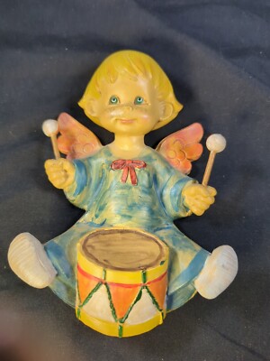 Vintage Italian Style Italy Resin Angel Drummer Boy Plaque Wall Décor ...
