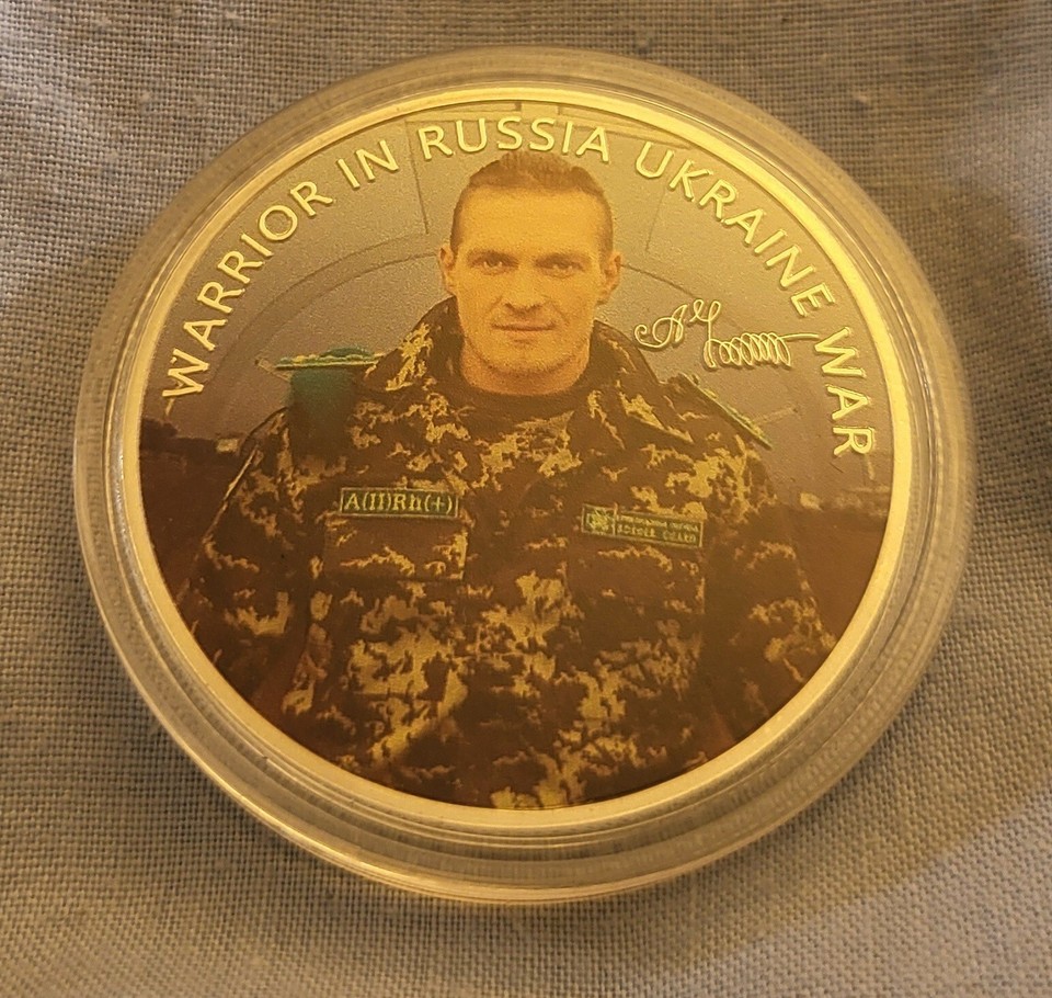 Oleksandr Usyk Gold Silver Coin Boxer Signed Ukraine Russia War Tyson ...