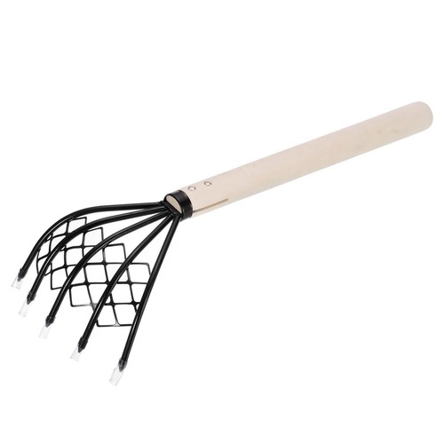 5 Teeth Mesh Net Claw Rake 15.35-inch Carbon Steel Rake with Wood ...