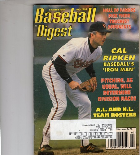 July 1995 Baseball Digest Magazine Cal Ripken Baltimore Orioles Iron ...