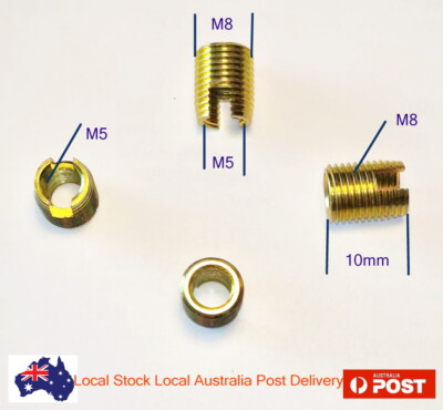 Qty 10 M5 M8 10mm Hard Wood Timber Threaded Zinc Plated Steel Insert ...