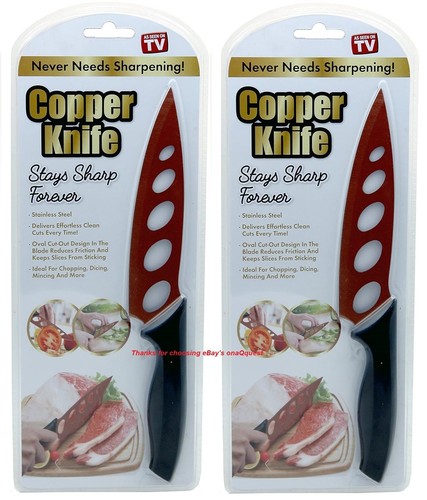 2x Copper Forever Sharp Knife Never Need Sharpening Non-Stick Kitchen ...