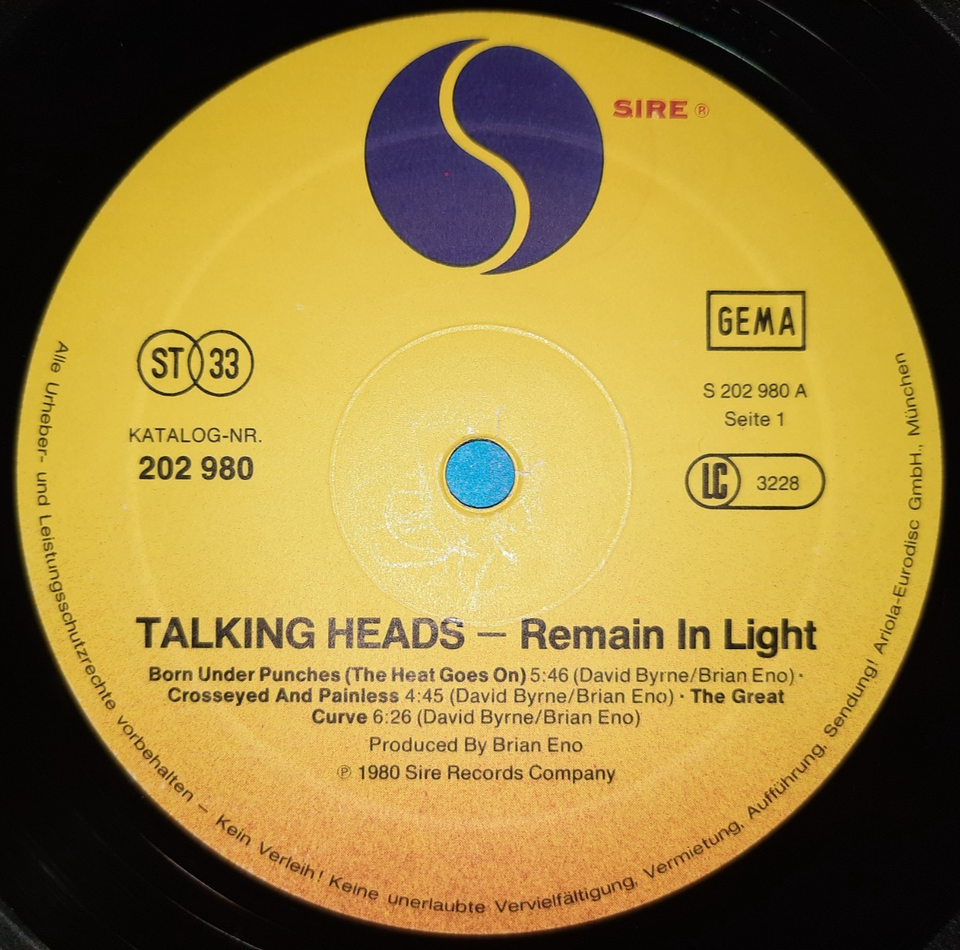 TALKING HEADS - REMAIN IN LIGHT / LP / GER / 1980 / SIRE / WITH OIS ...