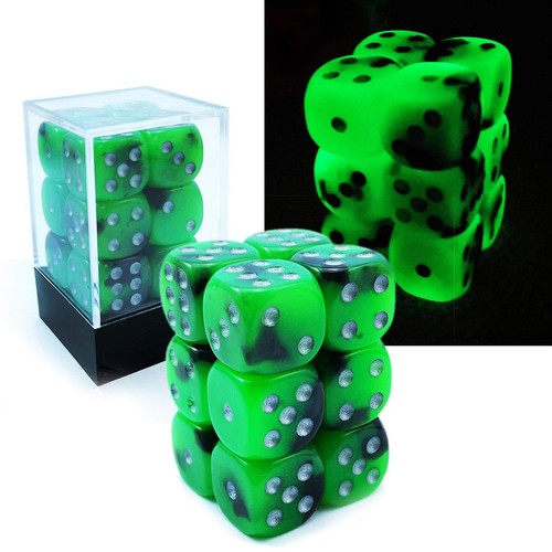 Bescon Two Tone Glowing Dice D6 16mm 12pcs Set Spooky Rocks 16mm Six ...