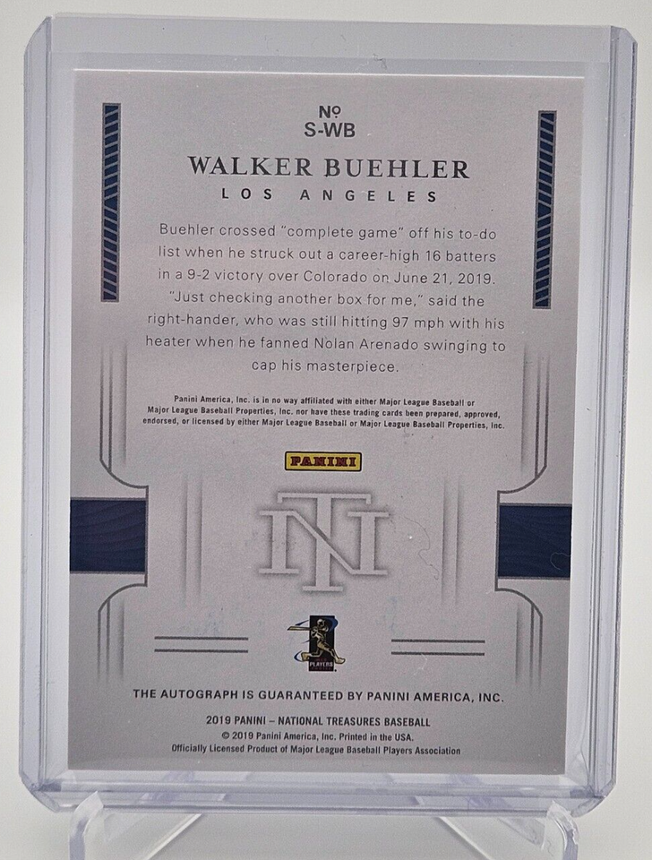 Walker Buehler 2019 Panini National Treasures Signatures Autograph /99 ...