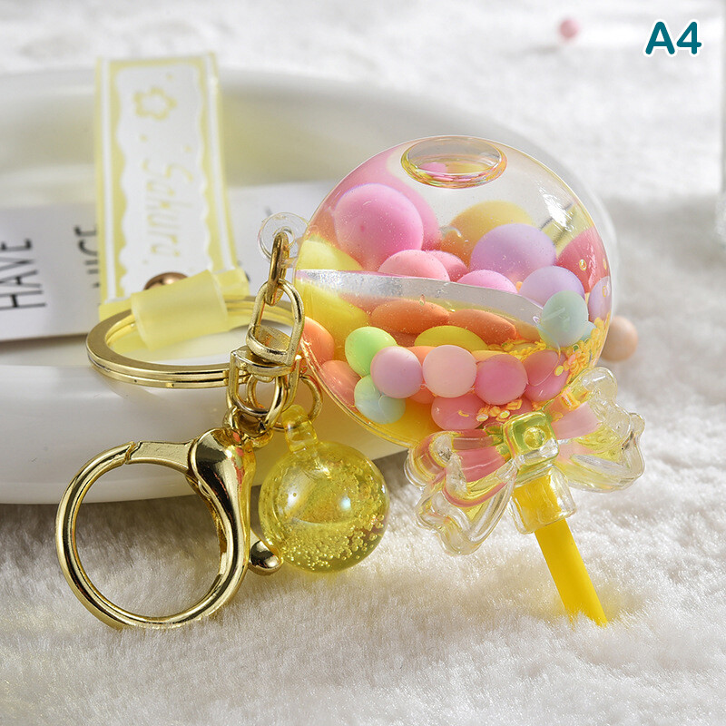 Cute Lollipop Keychain Quicksand Snowflake Acrylic Keyring Pendant Bag ...
