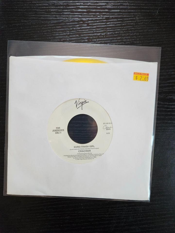 CRACKER Euro-Trash Girl YELLOW VINYL 7" 45 rpm record 1994 Virgin ...