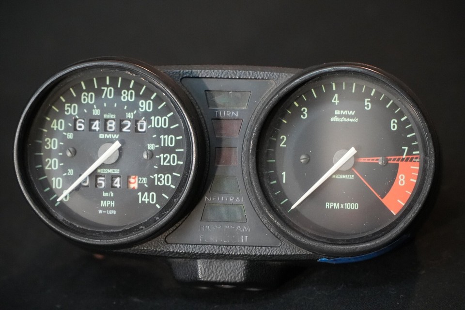 BMW Motometer Speedometer Tachometer Gauge Cluster R100 W=1.078 | eBay