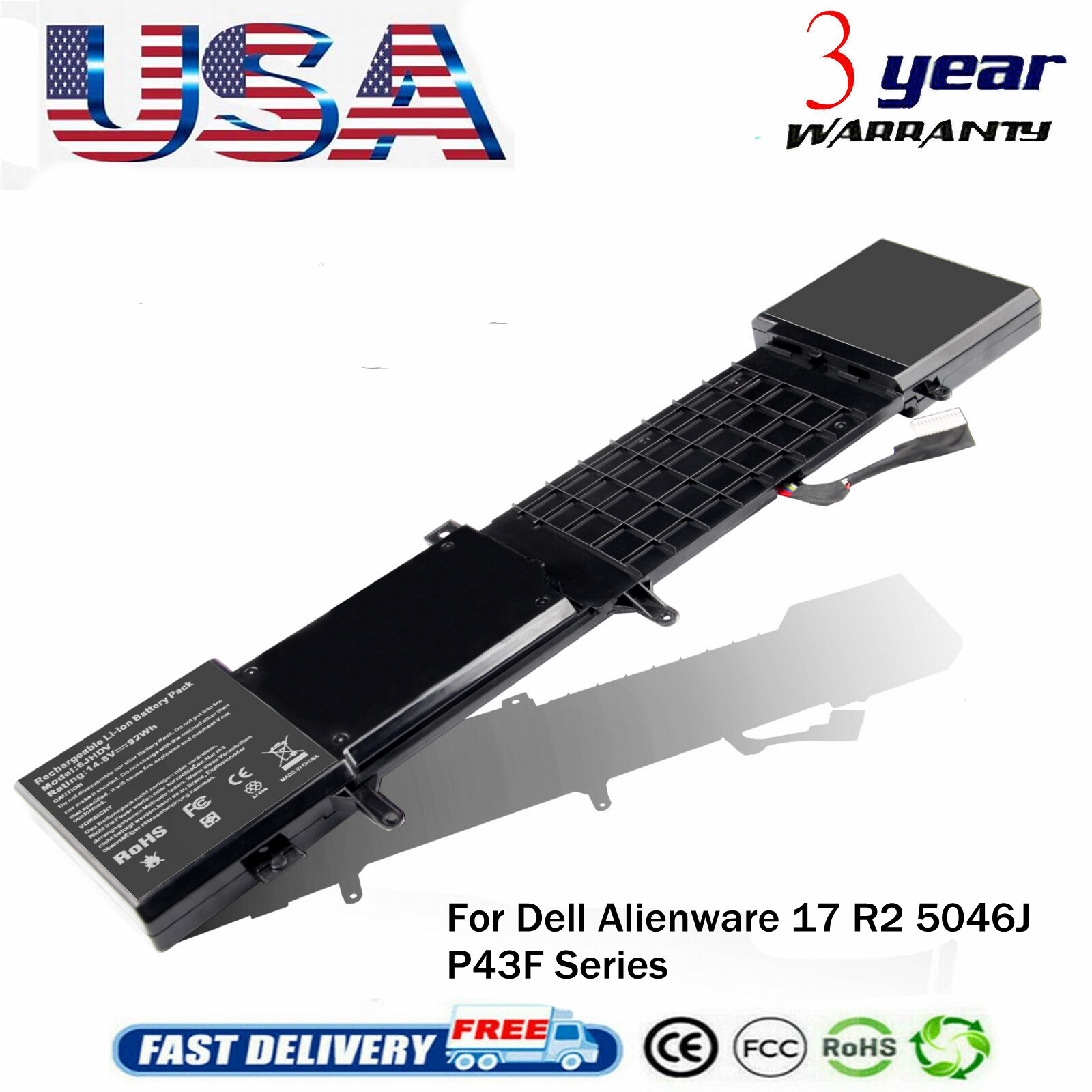 2F3W1 Battery for Dell Alienware 17 R2 Alienware 17 R3 Serie 02F3WI ...
