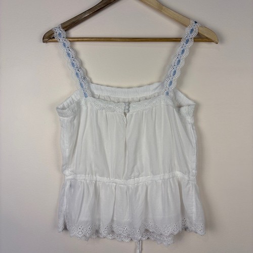 PAIGE White Lace Trim Camisole Tank Top Size XS Coquette Feminine ...