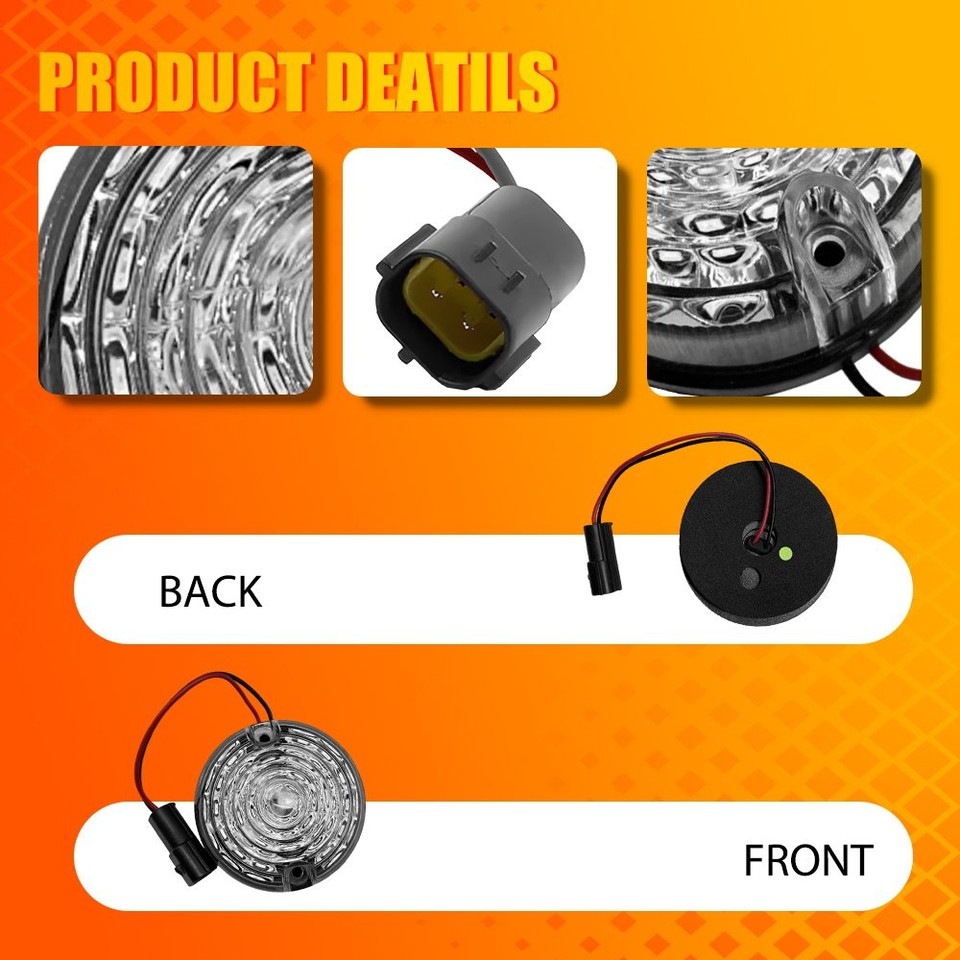73MM LED Clear Brake Stop Light Rear Amber Lamp for Land Rover Defender ...