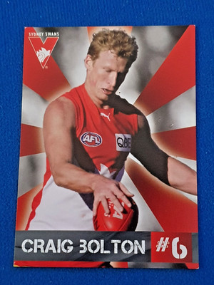 2009 sydneyswans.com.au AFL Promotional Card - Craig BOLTON, SYDNEY ...