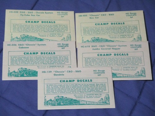 5 packs NOS Champ Decals HO Scale Baltimore & Ohio HB-29, HB-21, HB-379 ...