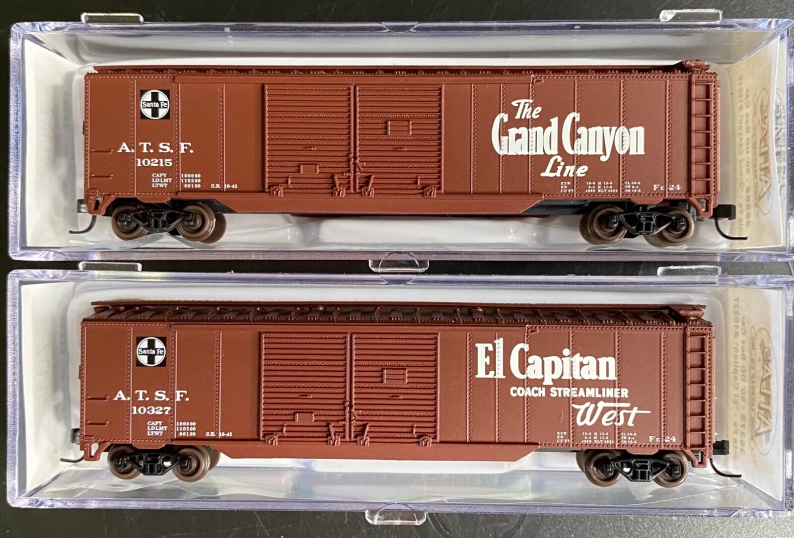 N scale Atlas Santa Fe box car set/2 Grand Canyon #10215 El Capitan ...