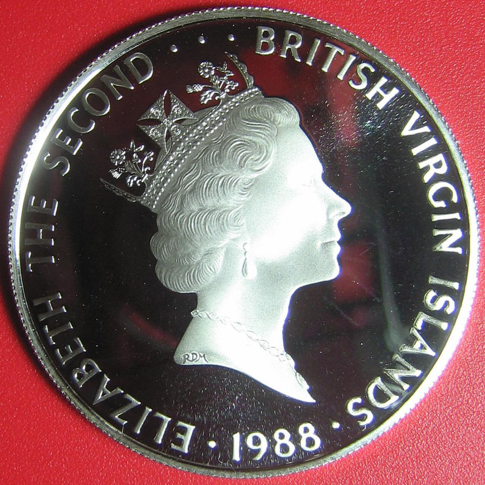 1988 BRITISH VIRGIN ISLANDS $25 PROOF .65 OZ SILVER "SIGNET RING" SHIP ...