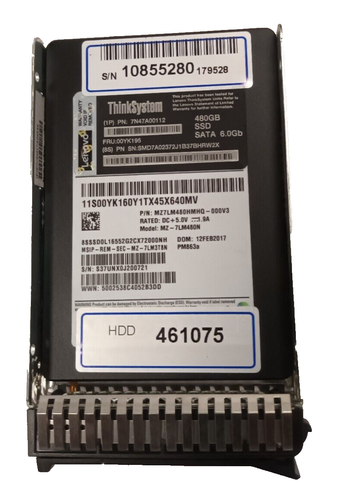 Lenovo 480GB ThinkSystem SATA 6Gbs 2.5" SSD 7N47A00112 00YK195 MZ ...
