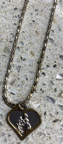 Silver Round Chain Necklace with Mother/child Charm 18K On Connecting ...