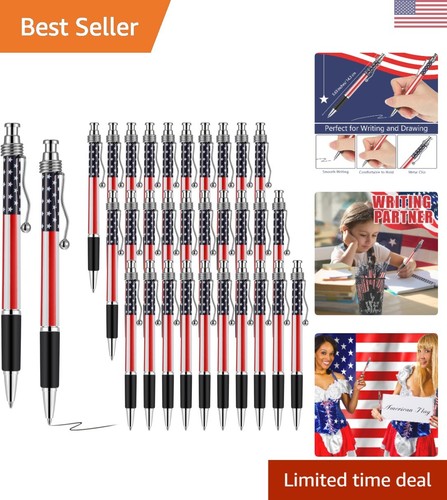 32 Pcs American Flag Ballpoint Pen Patriotic Themed Pens 1.0mm Black ...