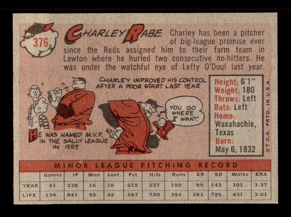 1958 Topps #376 Charley Rabe NM-MT | eBay