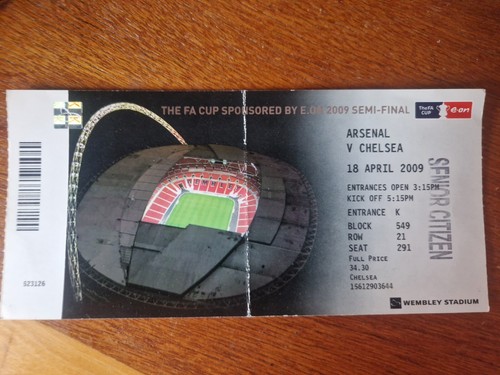 Arsenal v Chelsea - FA Cup Semi Final - 18th April 2009 - Match Ticket ...