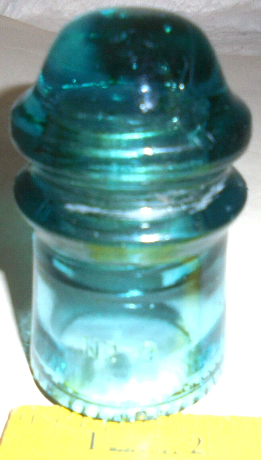 LOT 2, Hemingray NO 9 & 56 glass Insulator turquoise & CLEAR, EARLY ...