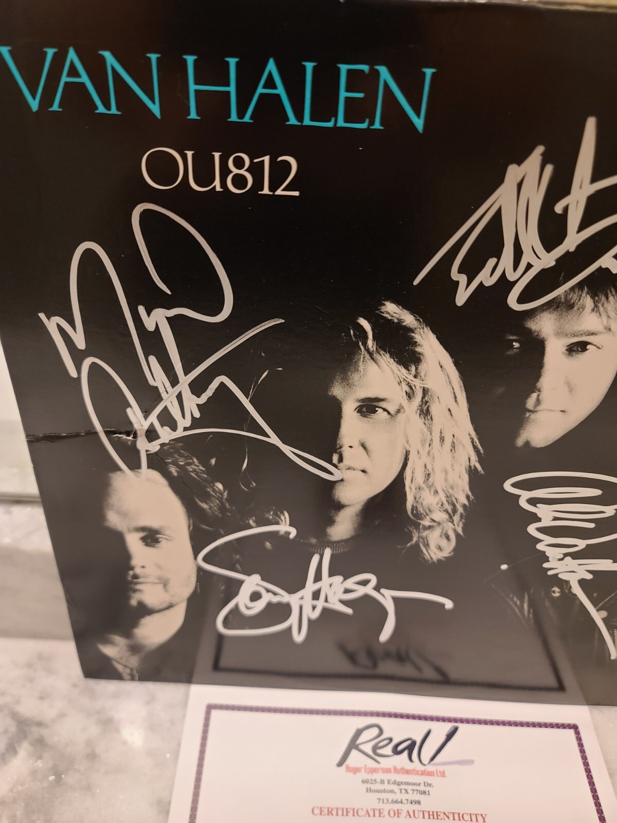 Autographed Van Halen OU812 Album....All 4...Epperson Cert...MInt Sigs ...