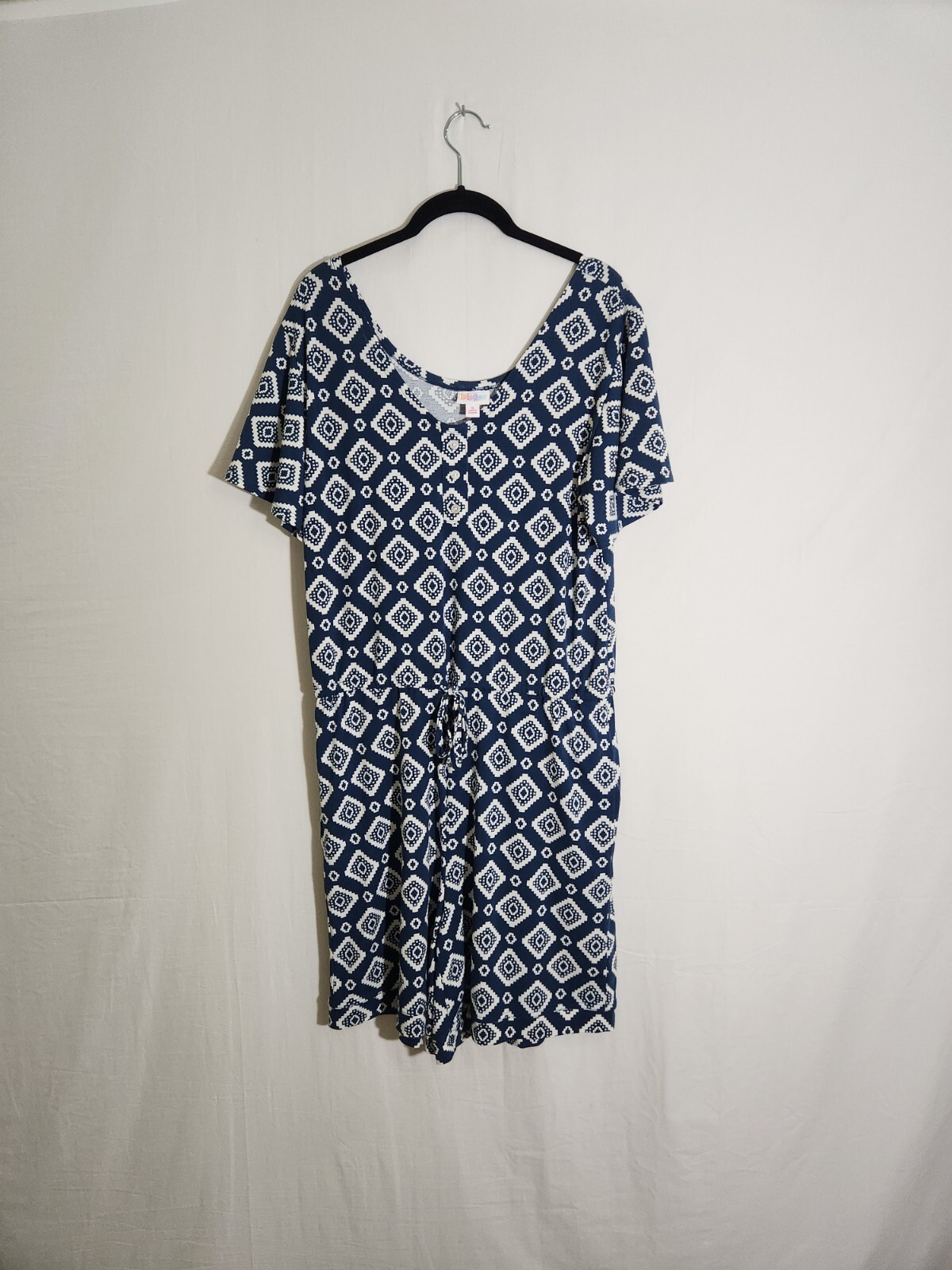 Lularoe Aztec Tiles Romper Small Xanthe Womens S Tall Blue White Tribal ...