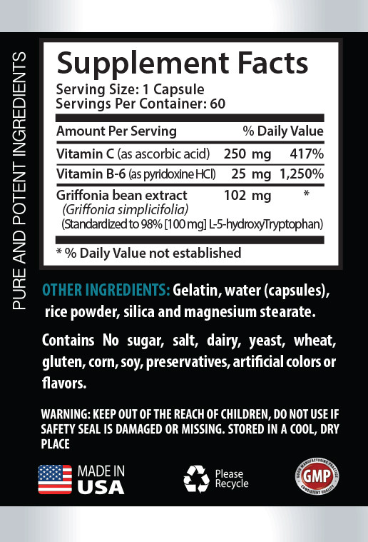 Griffonia Bean Powder - L-5-HTP 377mg - For Mood And Energy - 1 Bottle ...