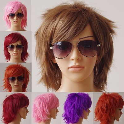 US Popular Short Anime Cosplay Wig 100% Synthetic Hair Thick Straight ...