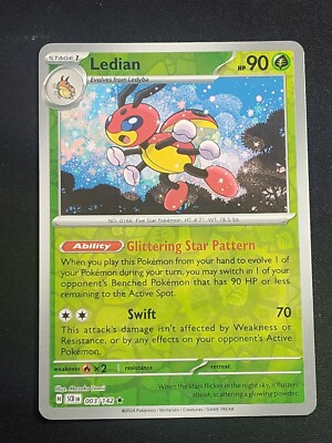 Ledian 3/142 Pokemon TCG Stellar Crown Reverse Holo Foil Rare Card Near ...