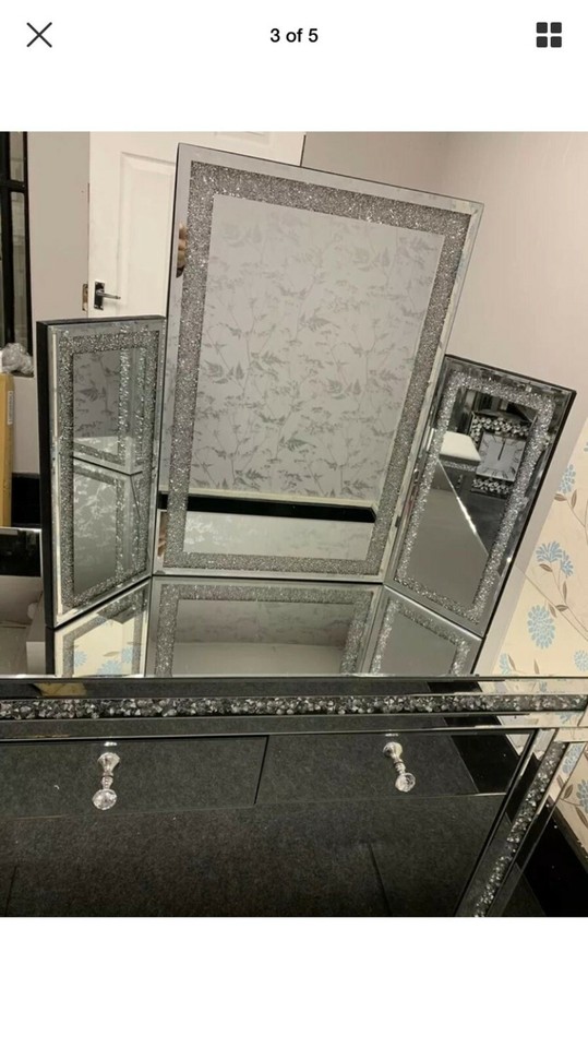 Crystal Effect Dressing Table Mirror Triple Dressing Table Mirror with ...