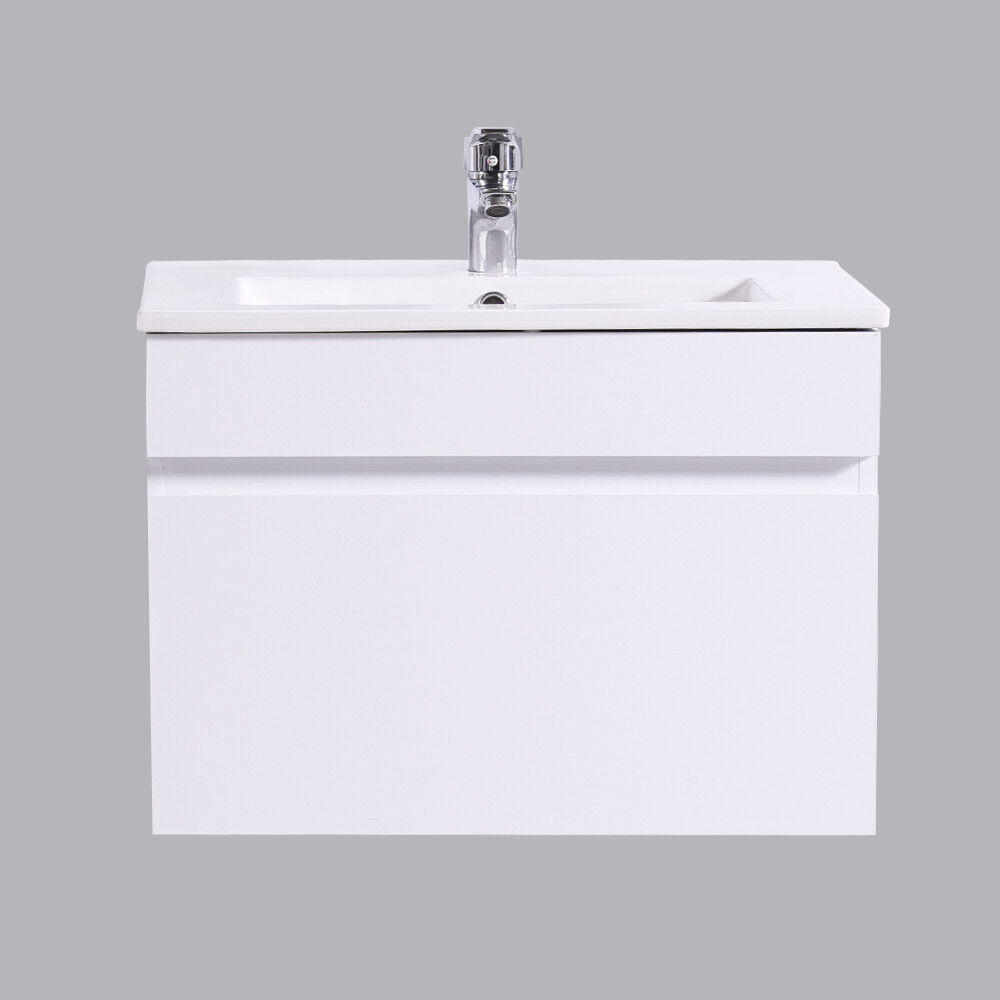 600 mm Bathroom Basin Sink Vanity Unit Wall Hung Storage Gloss White ...