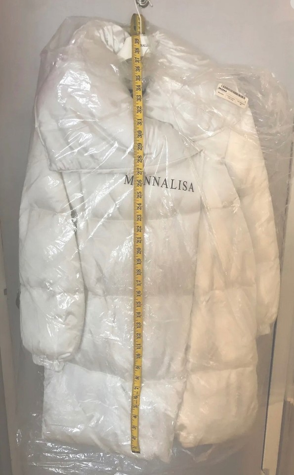 Mona Lisa Italy White Hooded Puffer Coat Satin Girls 16/ Women Small ...