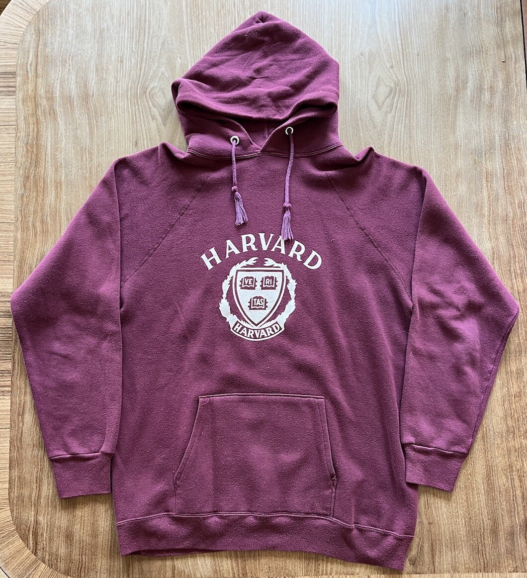 Vintage 80’s Champion Harvard University Maroon Hoodi… - Gem