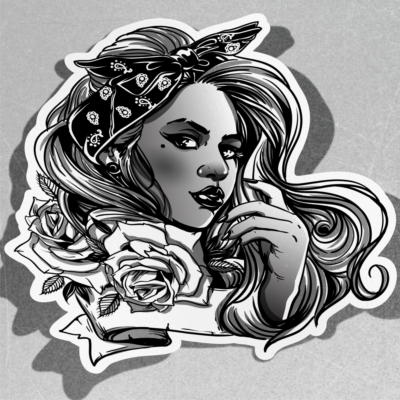 Beautiful Gangsta Girl with Gun Vinyl Sticker Decal Window Car Van Bike ...